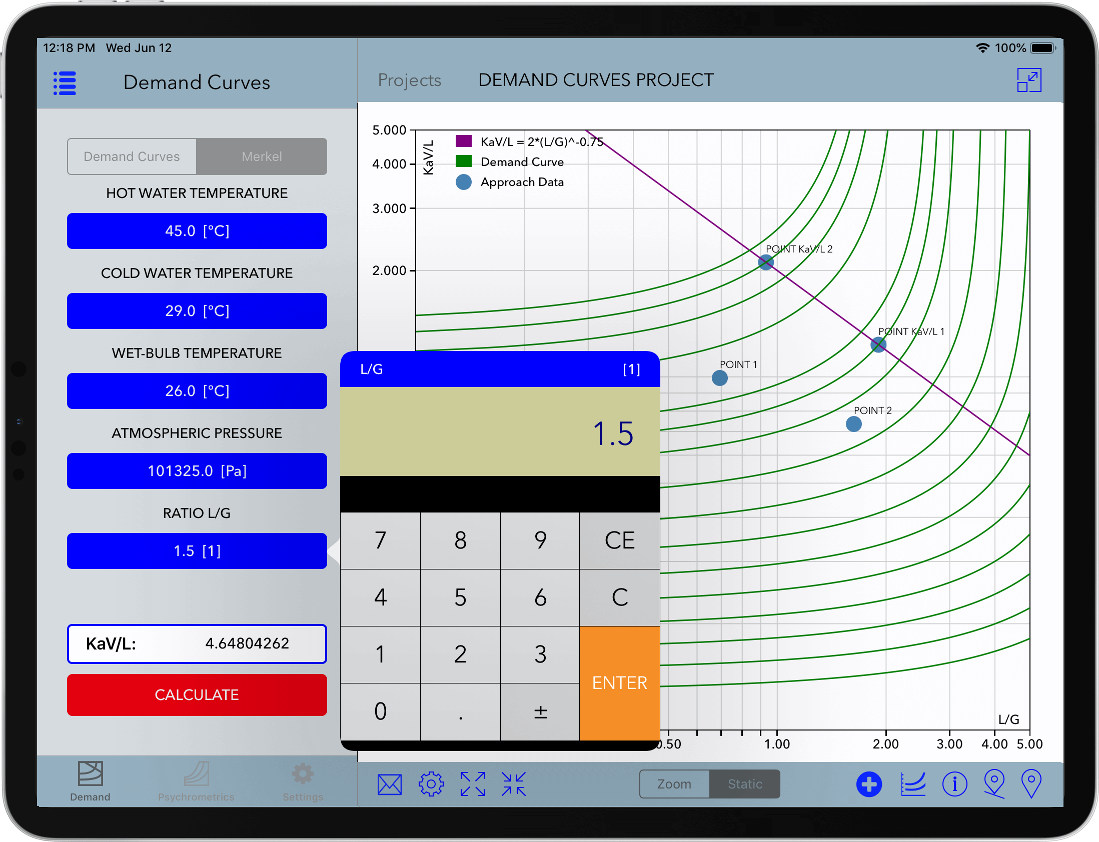 Cooling Tower Demand Curves and Approach Evaluation Software for iPad