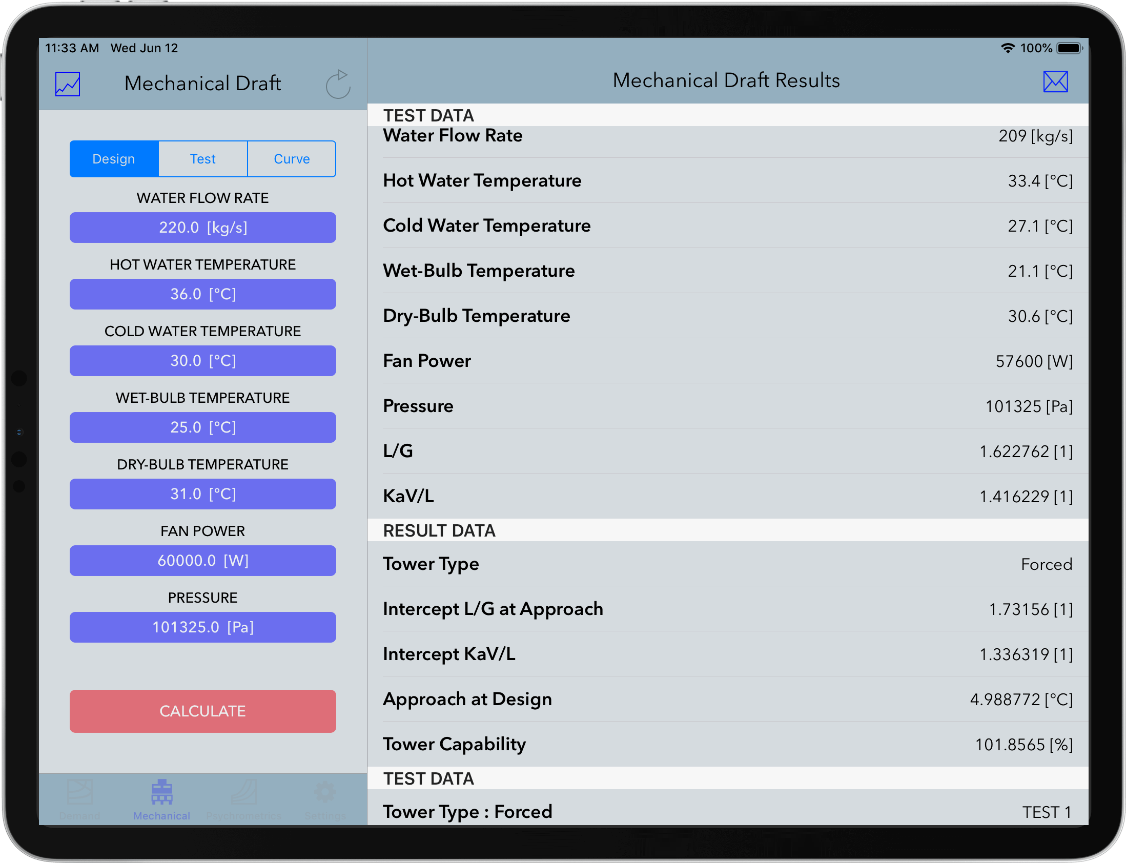 Mechanical Draft Cooling Tower Performance Evaluation Software for iPad
